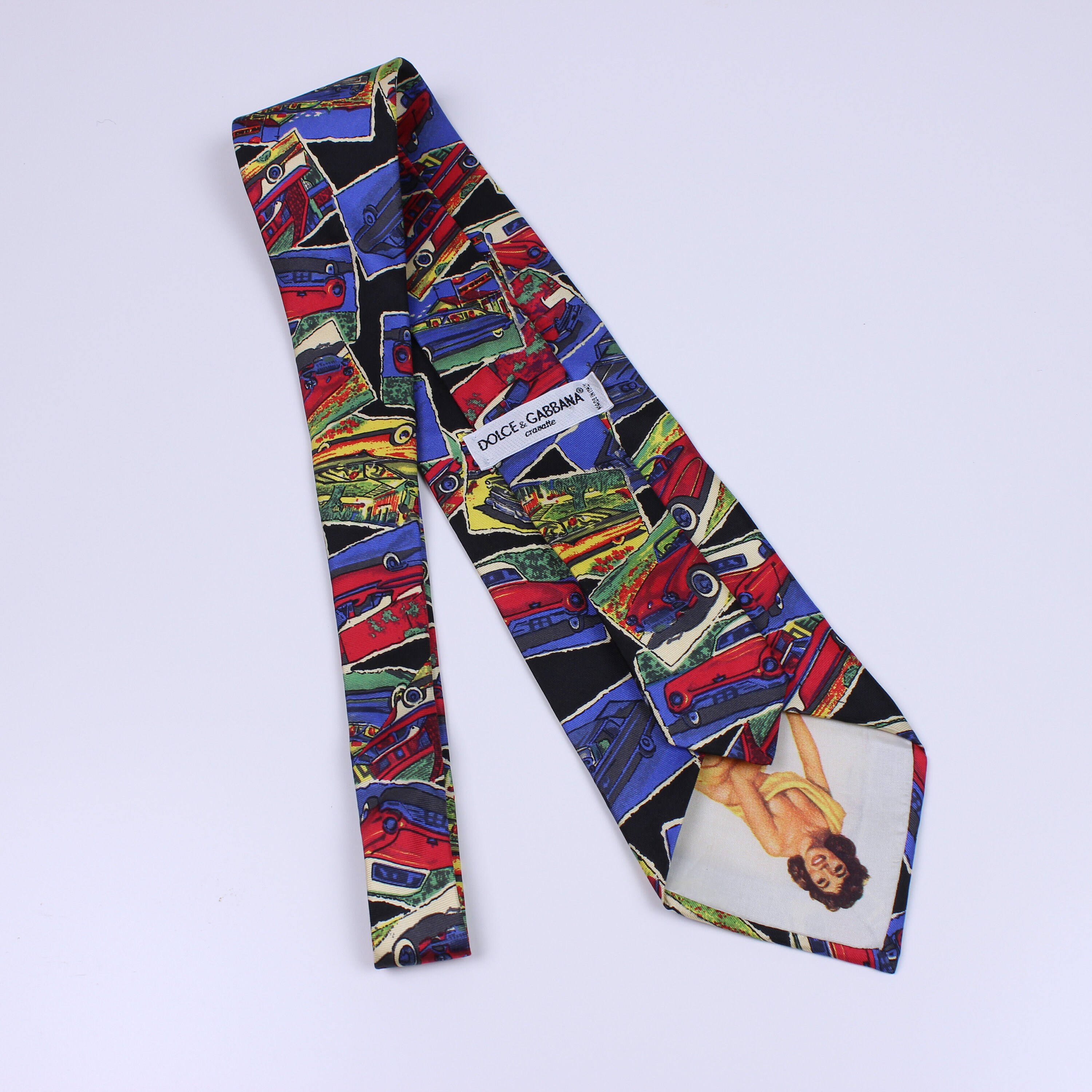 Dolce & Gabbana DG Vintage Tie Cars Logo Silk Cravatte - Etsy