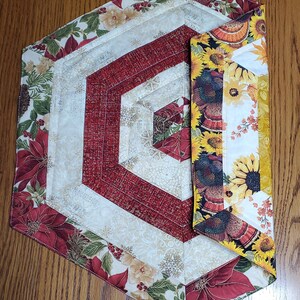 Mix and Match Reversible Hexagon Table Topper You Choose Christmas - Etsy