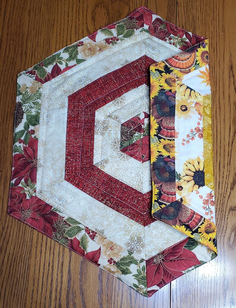 Mix and Match Reversible Hexagon Table Topper You Choose Christmas - Etsy
