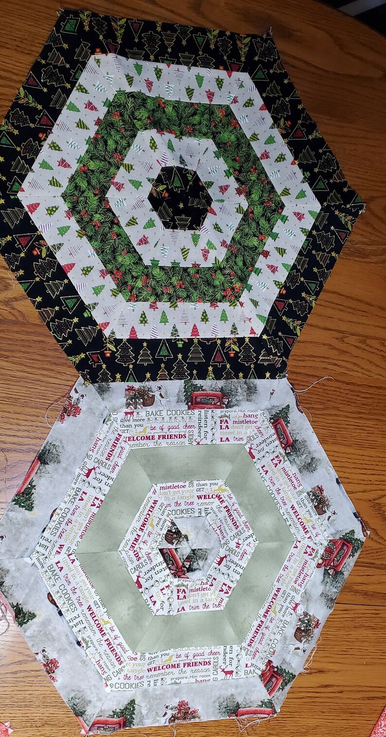 Mix and Match Reversible Hexagon Table Topper You Choose Christmas - Etsy