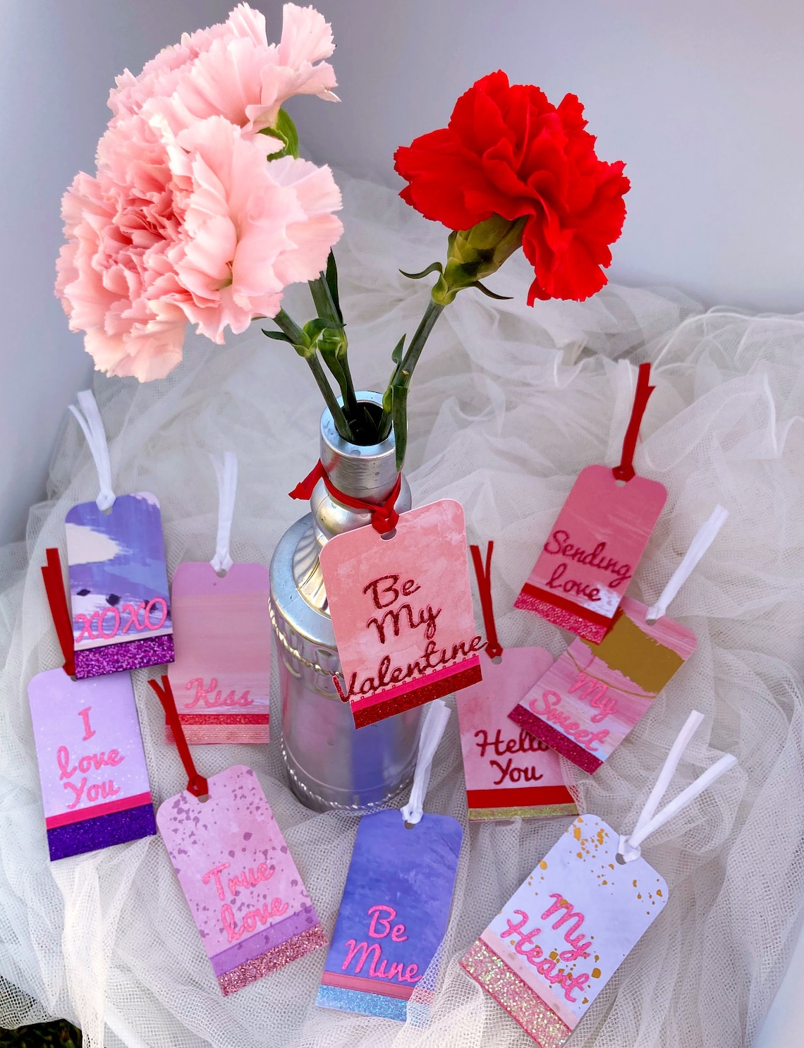Valentines Day Gift Tags, Pink, Purple, and Red Gift Tags, Set of 10 ...