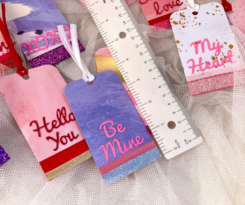 Valentines Day Gift Tags, Pink, Purple, and Red Gift Tags, Set of 10 ...