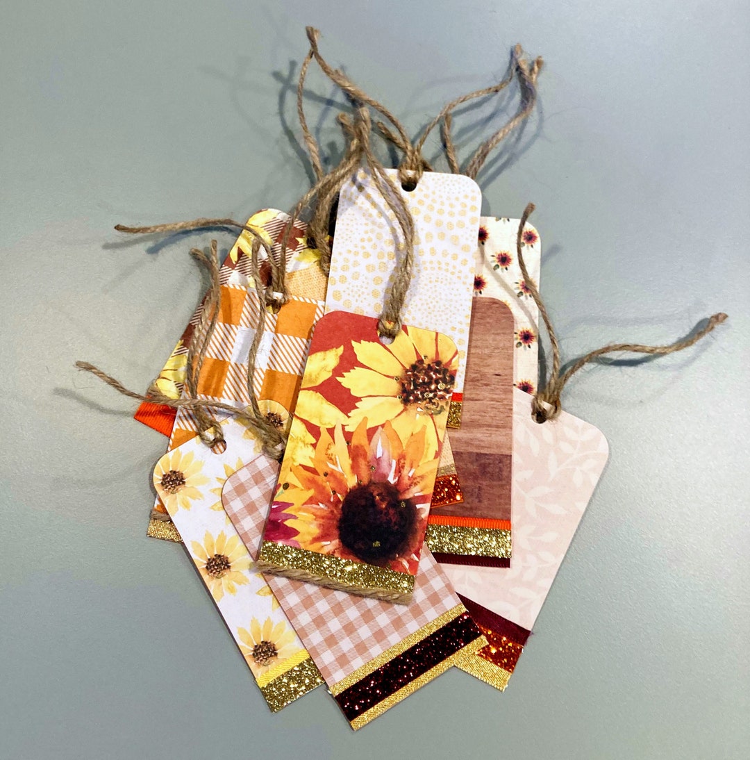 Sunflower Themed Gift Tags, Set of 10 Embellished Gift Tags, Sunflower ...
