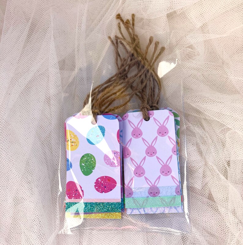 Easter Gift Tags, 10 Embellished Spring Gift Tags, Bunnies, Chicks, and ...