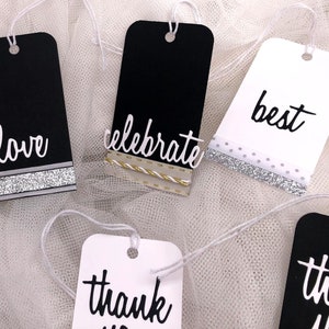 Black and White Modern Gift Tags, Sophisticated Silver and Gold Tags ...