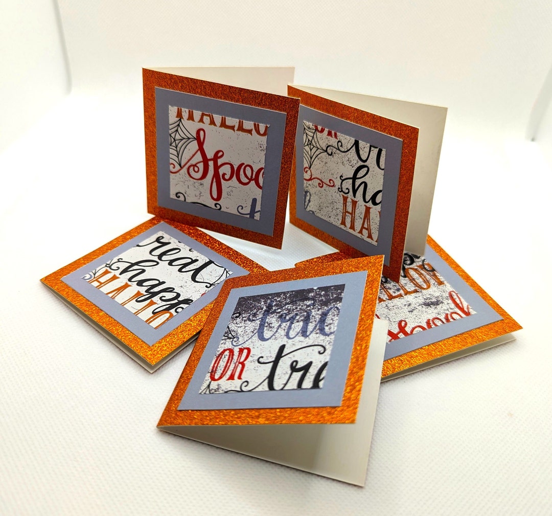 Spooky Cards Set of Halloween Cards Orange and Black - Etsy