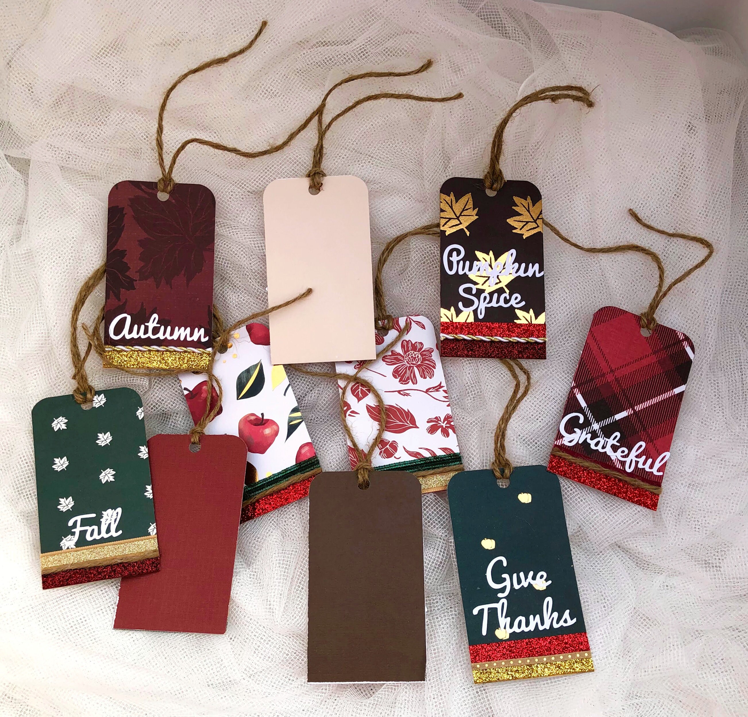 Autumn Gift Tags, Set of 10 Embellished Gift Tags, Fall Decor, Pumpkin ...