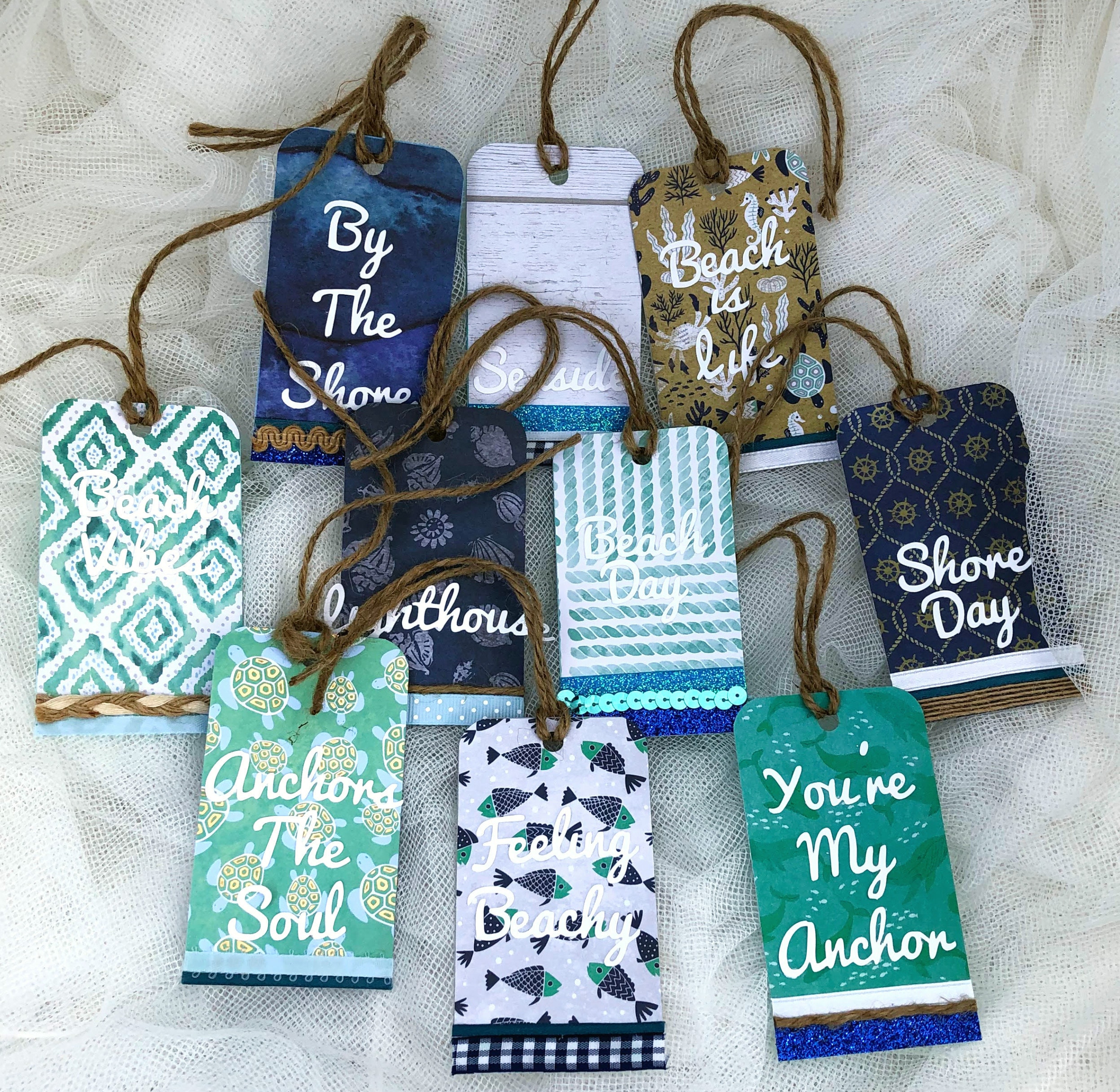 Beach Gift Tags Set of 10 Embellished Beach Themed Gift - Etsy
