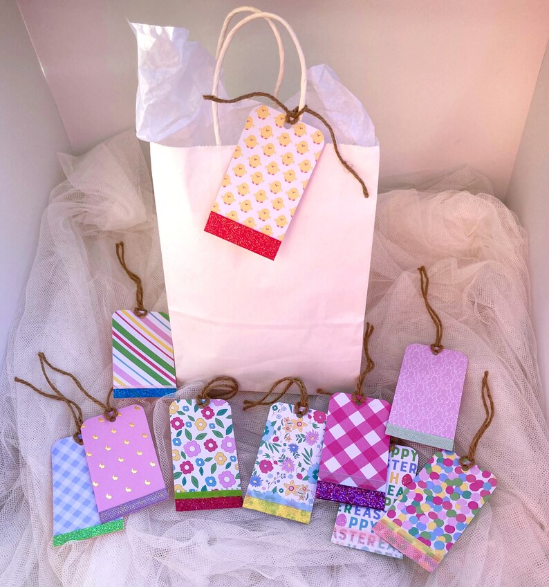 Easter Gift Tags, 10 Embellished Spring Gift Tags, Bunnies, Chicks, and ...