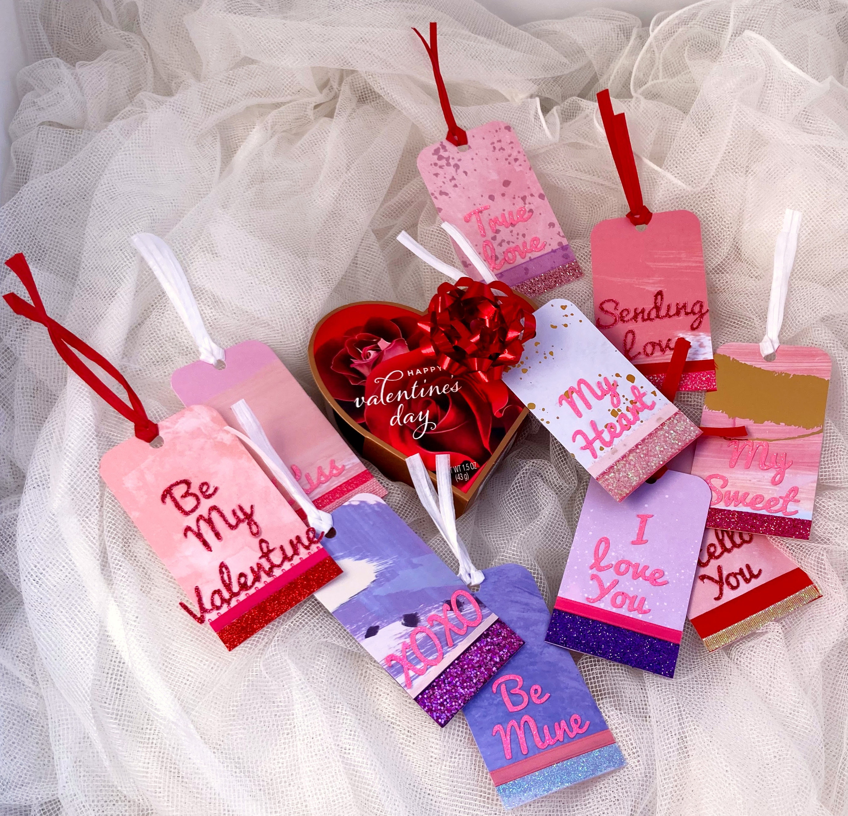 Valentines Day Gift Tags, Pink, Purple, and Red Gift Tags, Set of 10 ...