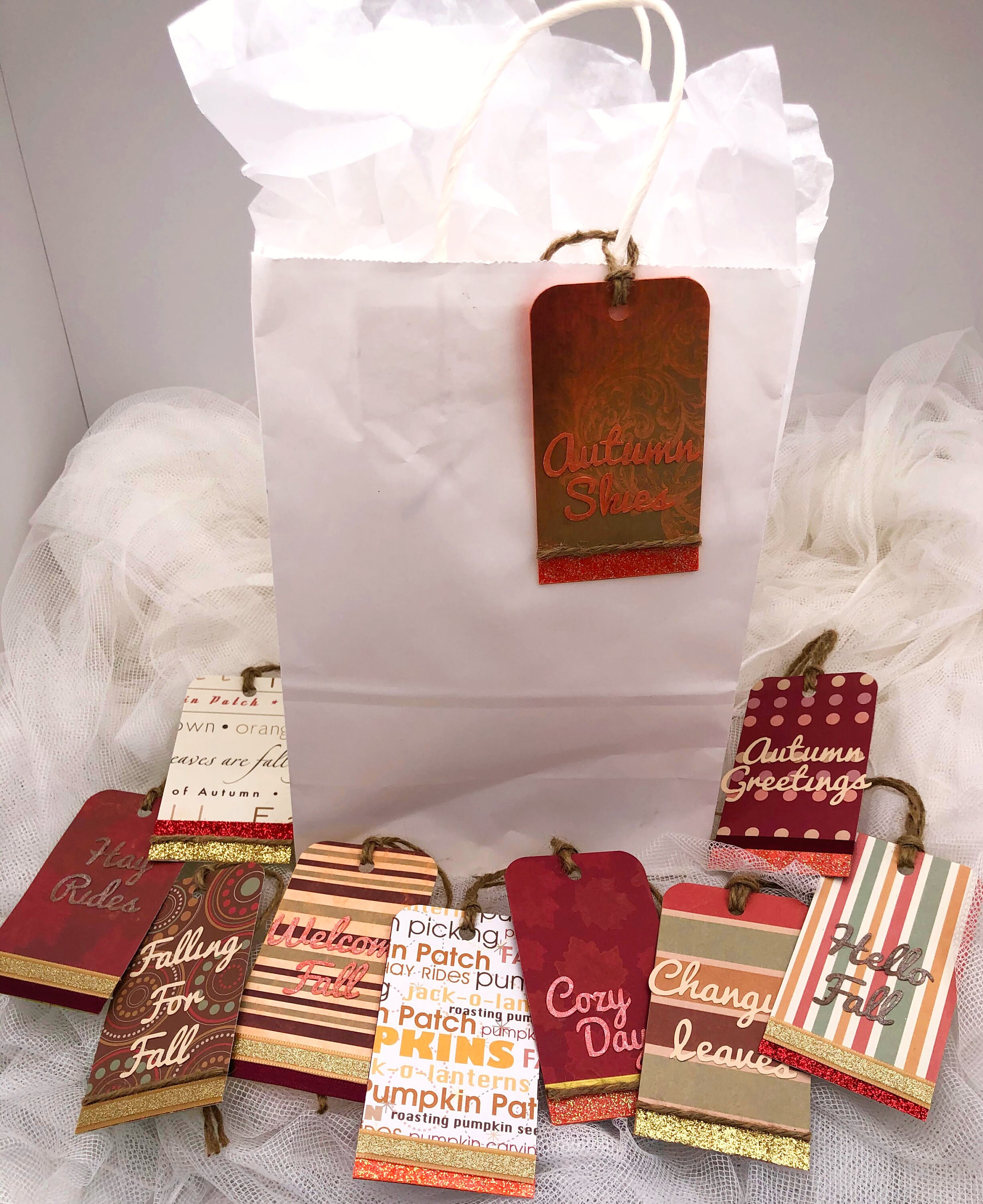 Fall Gift Tags 2020, 10 Embellished Autumn Tags, Fall Party Gift Tags ...