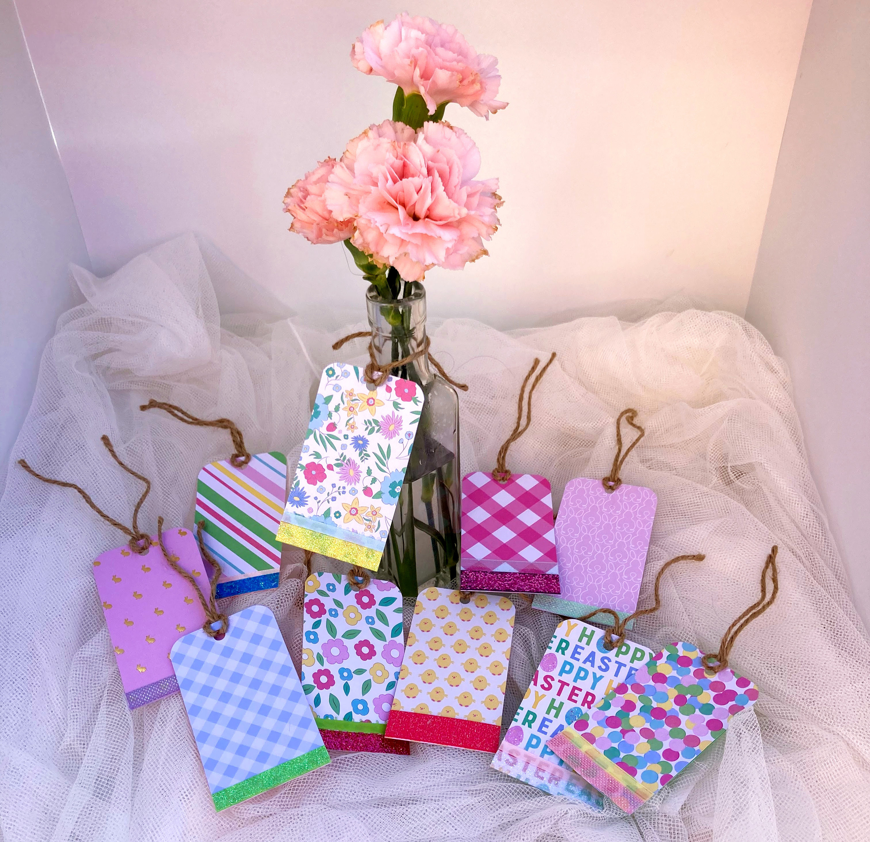 Easter Gift Tags, 10 Embellished Spring Gift Tags, Bunnies, Chicks, and ...