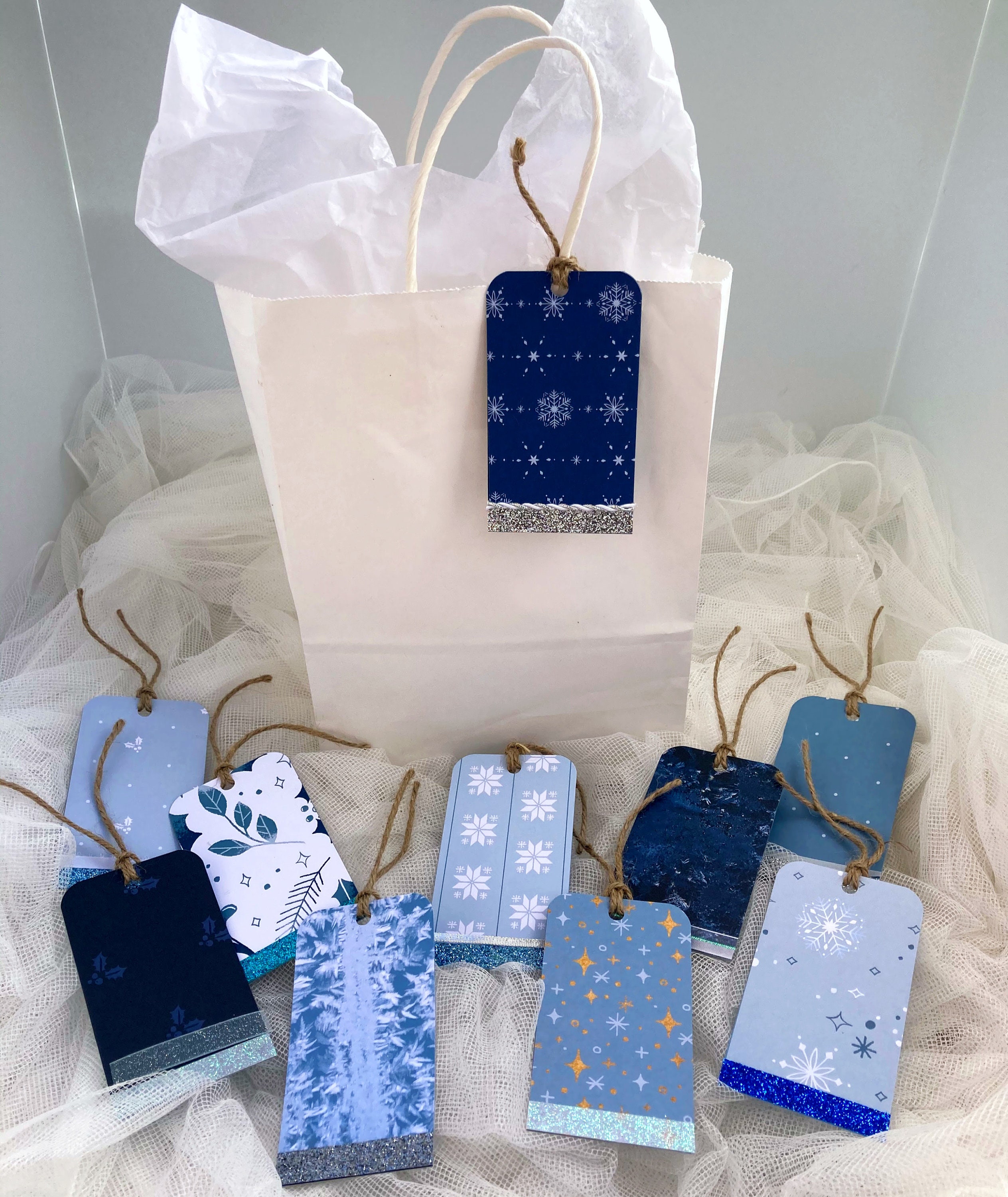 Blue Winter Christmas Gift Tags, Set of 10 Holiday Gift Tags, Blue ...