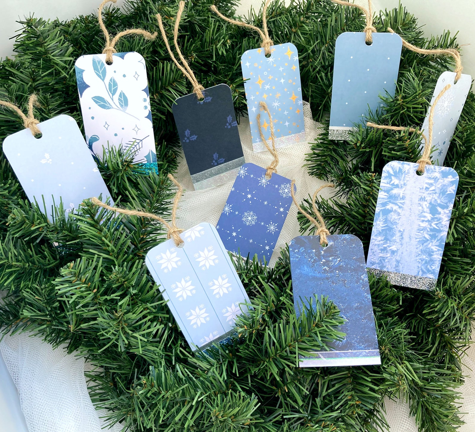 Blue Winter Christmas Gift Tags, Set of 10 Holiday Gift Tags, Blue ...