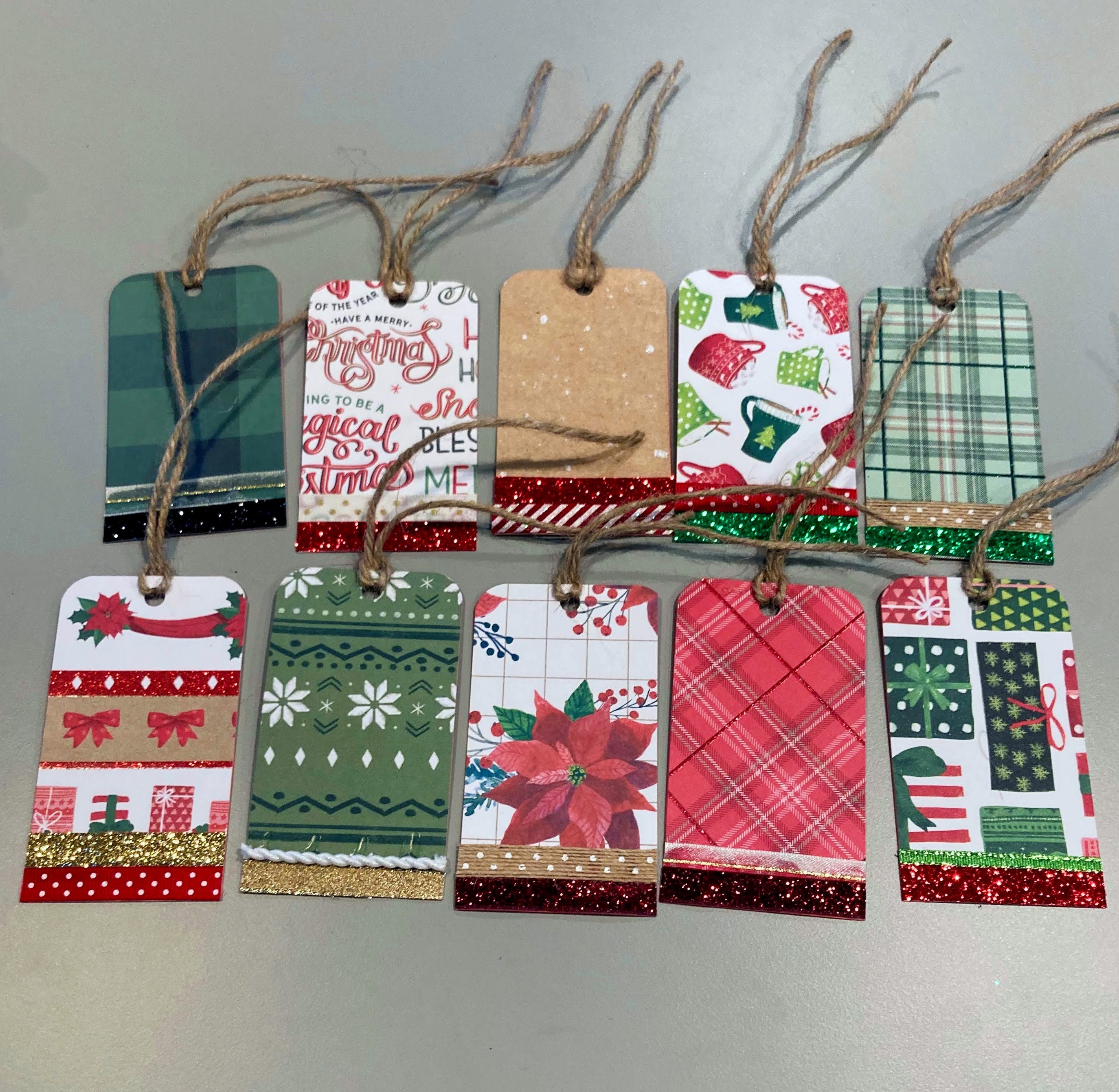 Colorful Christmas Gift Tags, Set of 10 Handmade Gift Tags, Xmas Gift ...