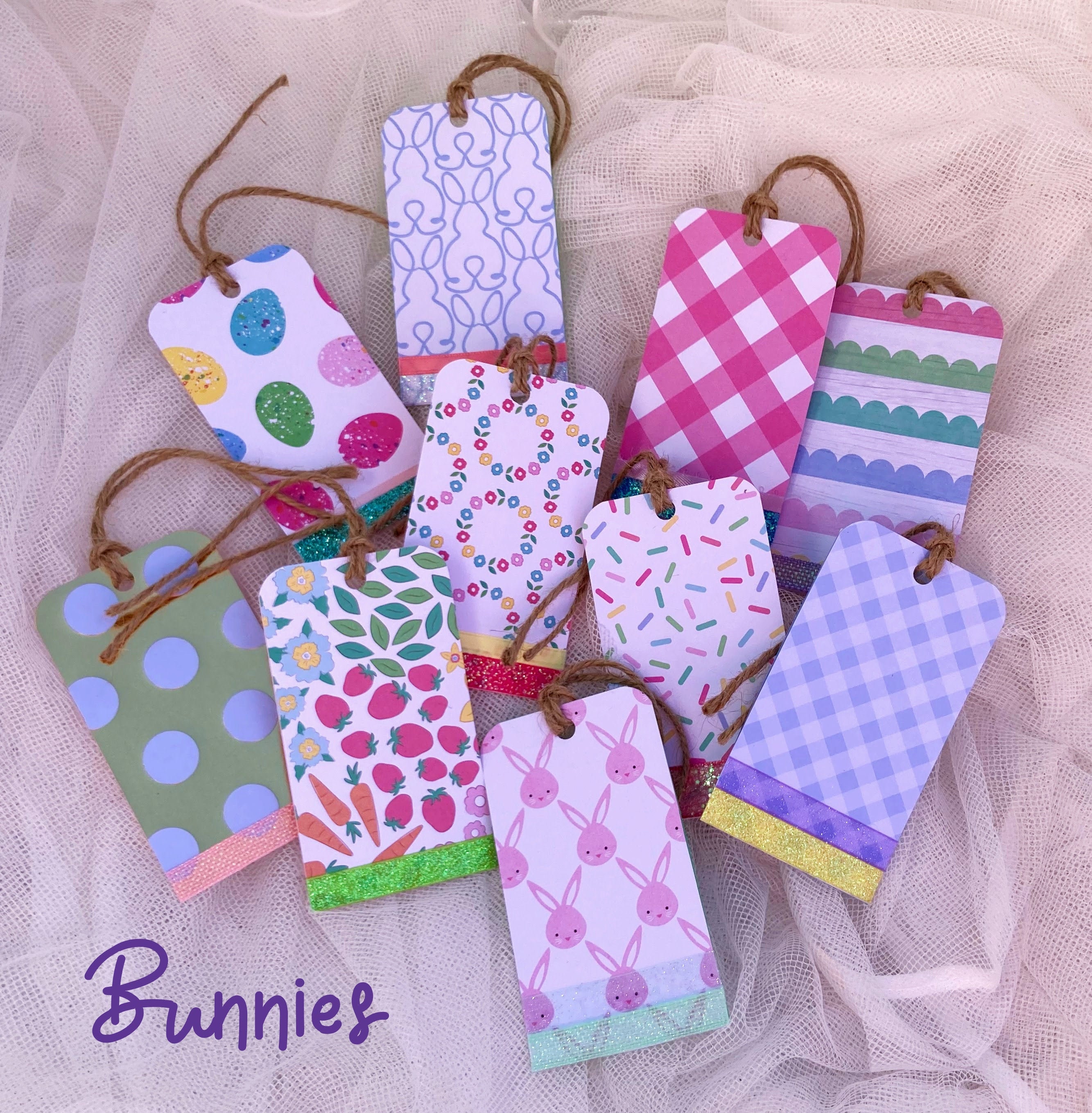 Easter Gift Tags, 10 Embellished Spring Gift Tags, Bunnies, Chicks, and ...