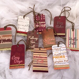 Fall Gift Tags 2020, 10 Embellished Autumn Tags, Fall Party Gift Tags ...