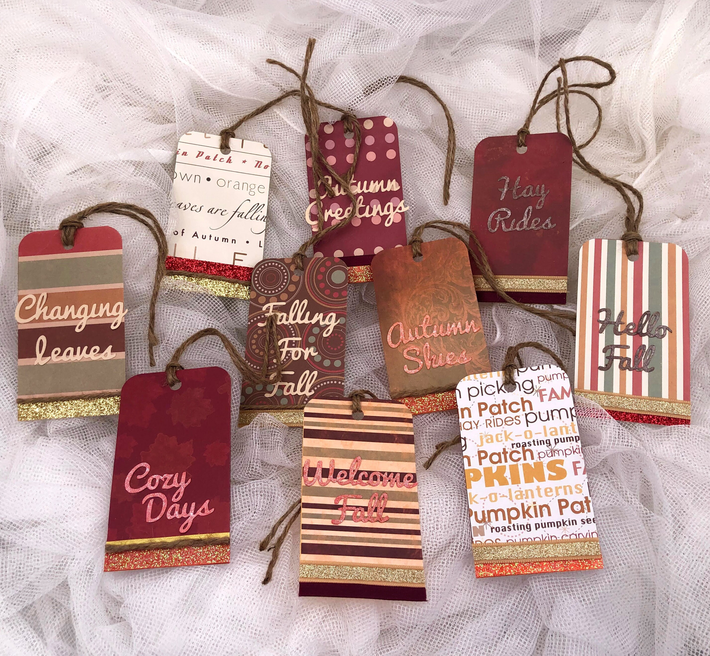 Fall Gift Tags 2020, 10 Embellished Autumn Tags, Fall Party Gift Tags ...