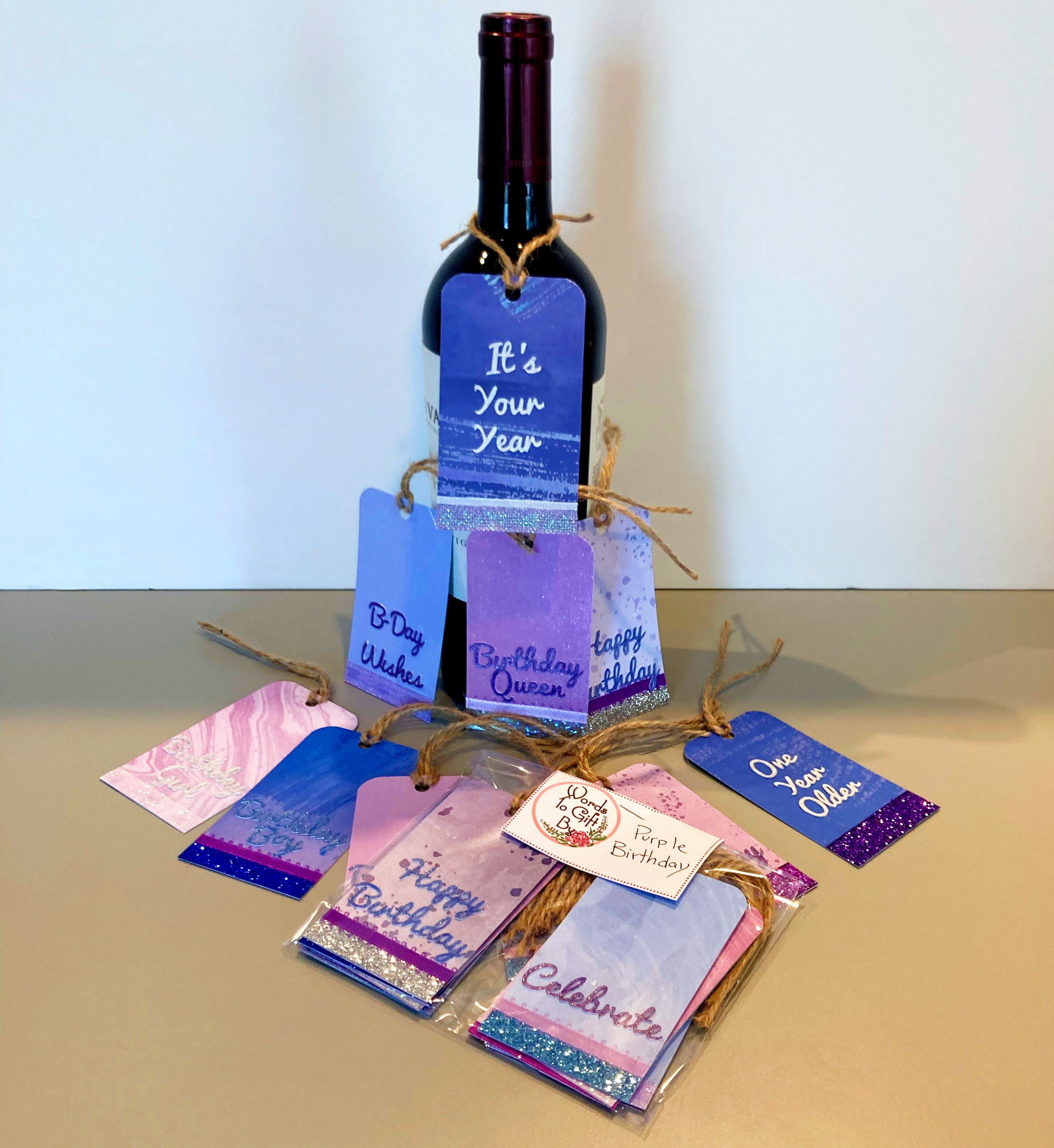 Purple Birthday Gift Tags, Set of 10 Boy or Girl Gift Tags, Embellished ...