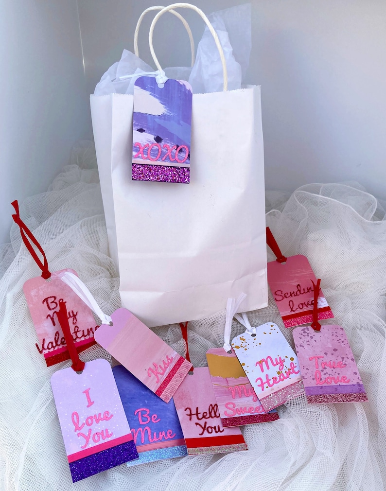 Valentines Day Gift Tags, Pink, Purple, and Red Gift Tags, Set of 10 ...