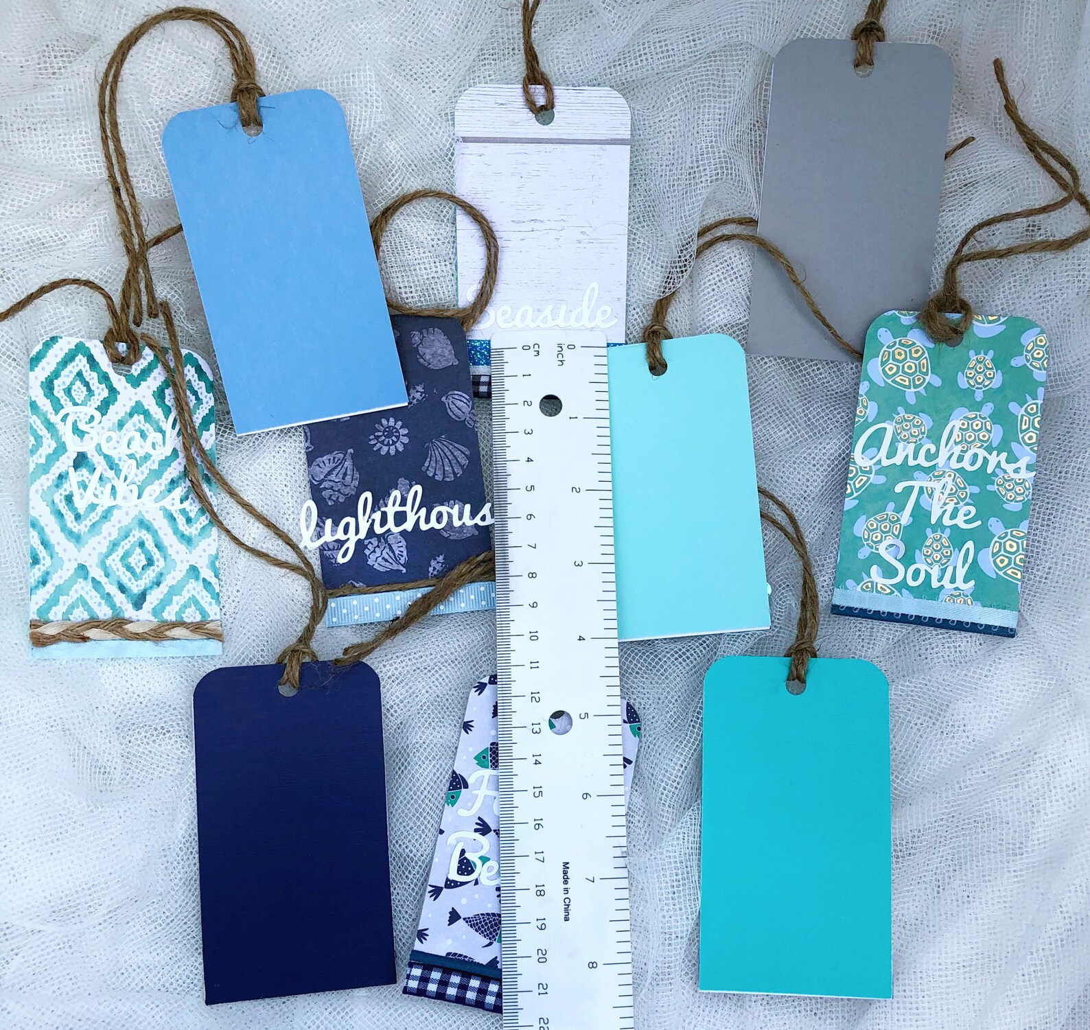 Beach Gift Tags Set of 10 Embellished Beach Themed Gift - Etsy