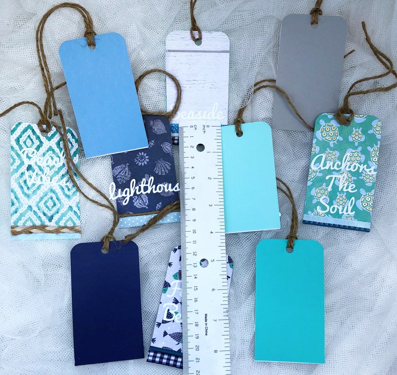 Beach Gift Tags Set of 10 Embellished Beach Themed Gift - Etsy