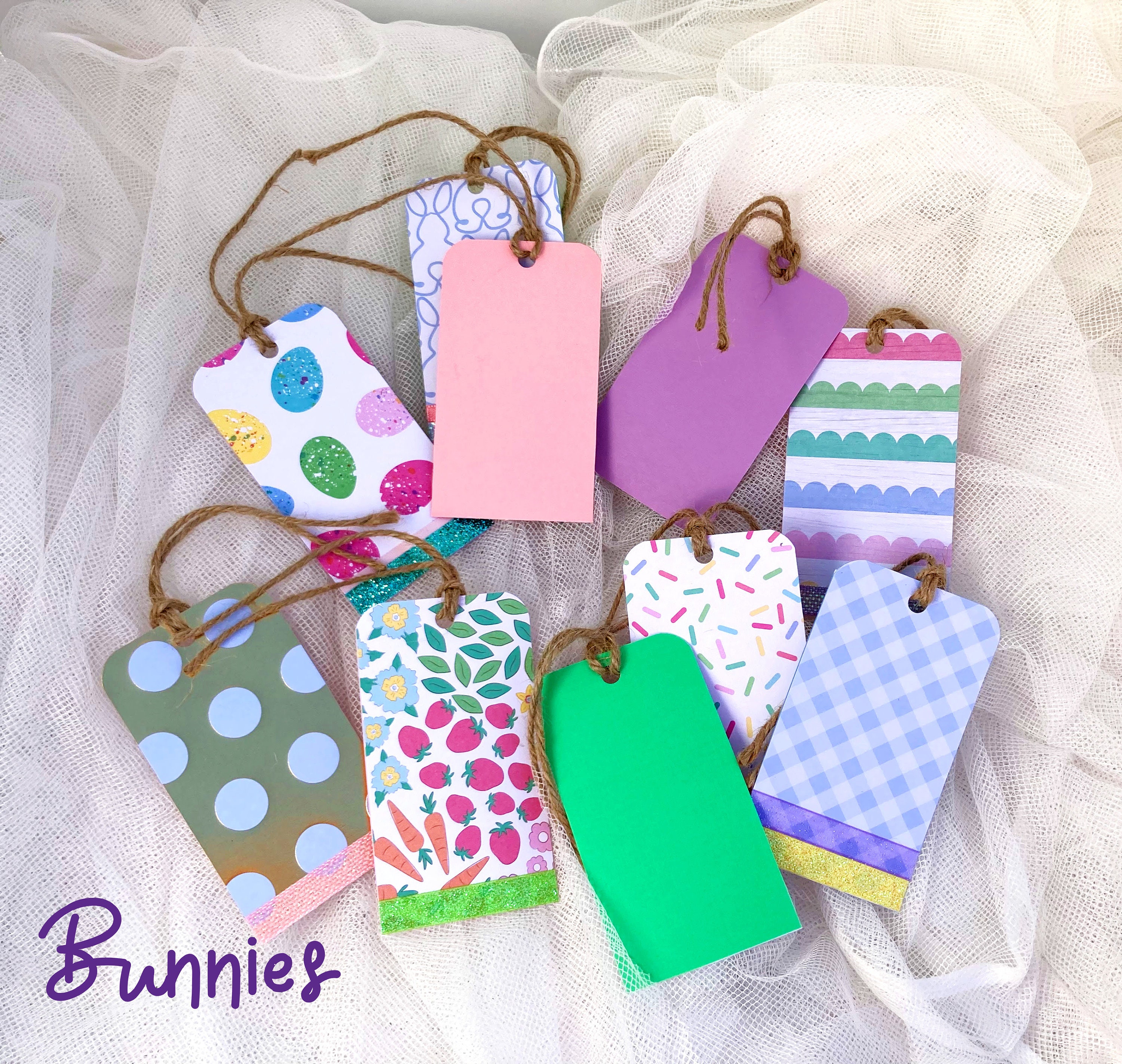Easter Gift Tags, 10 Embellished Spring Gift Tags, Bunnies, Chicks, and ...