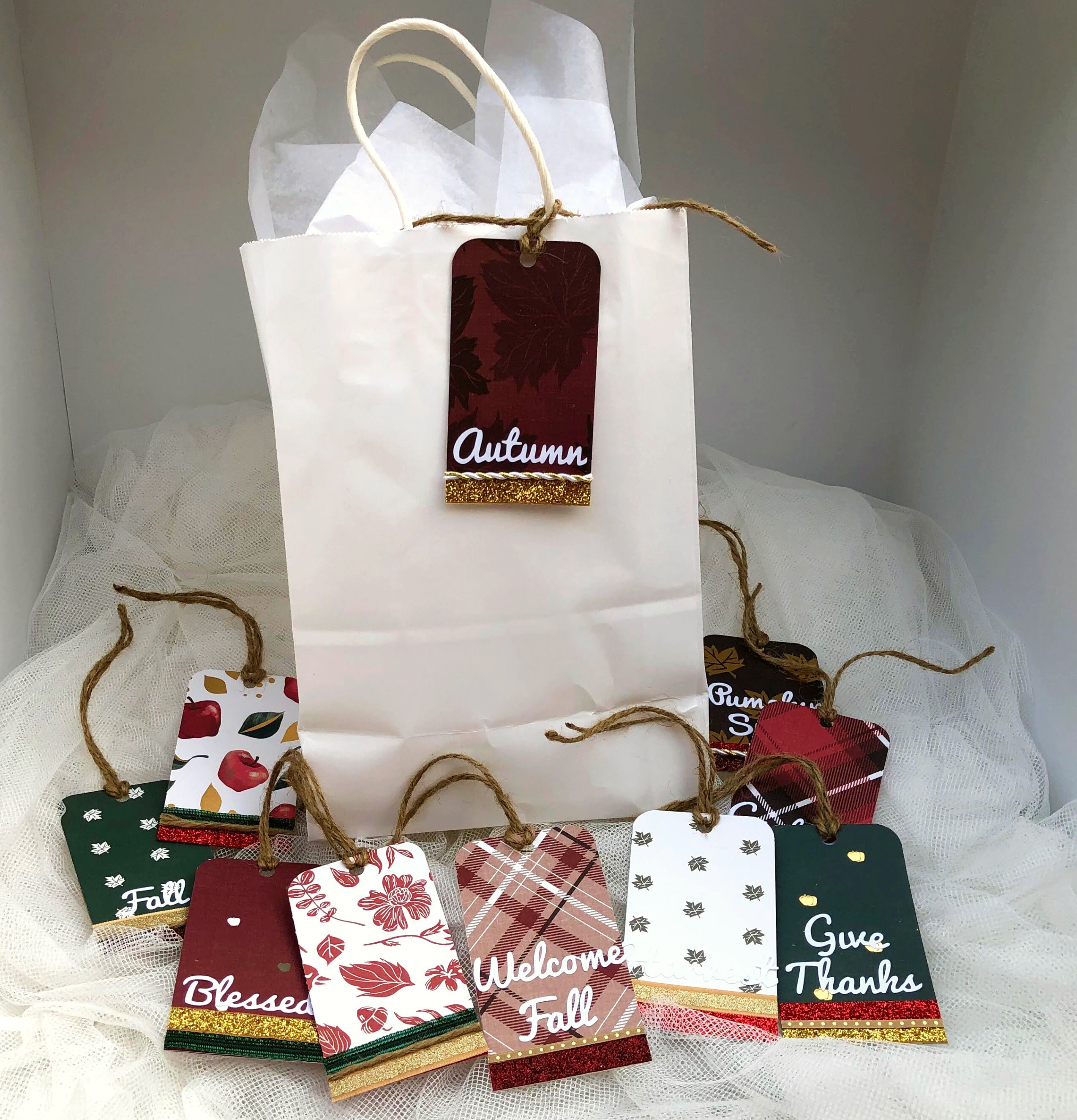 Autumn Gift Tags, Set of 10 Embellished Gift Tags, Fall Decor, Pumpkin ...