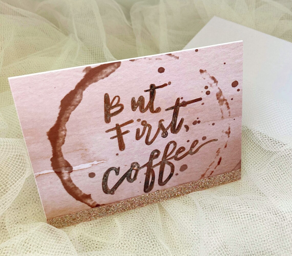 Coffee Cards, Set of 3 Coffee Themed Greeting Cards, but First Coffee ...