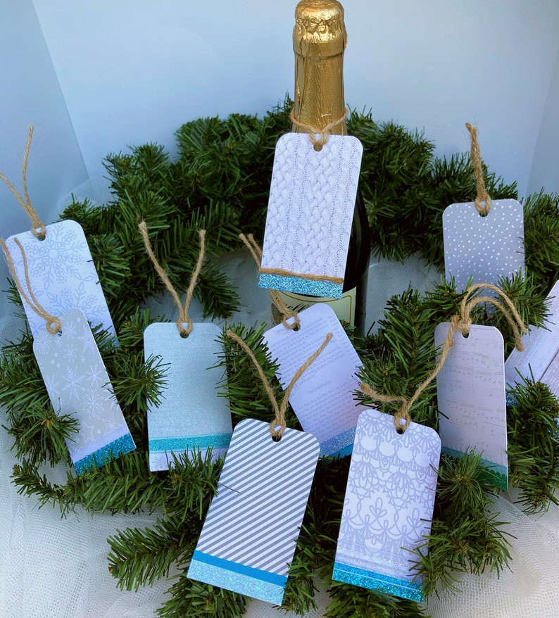 White Christmas Gift Tags, Set of 10 Embellished Winter Gift Tags ...