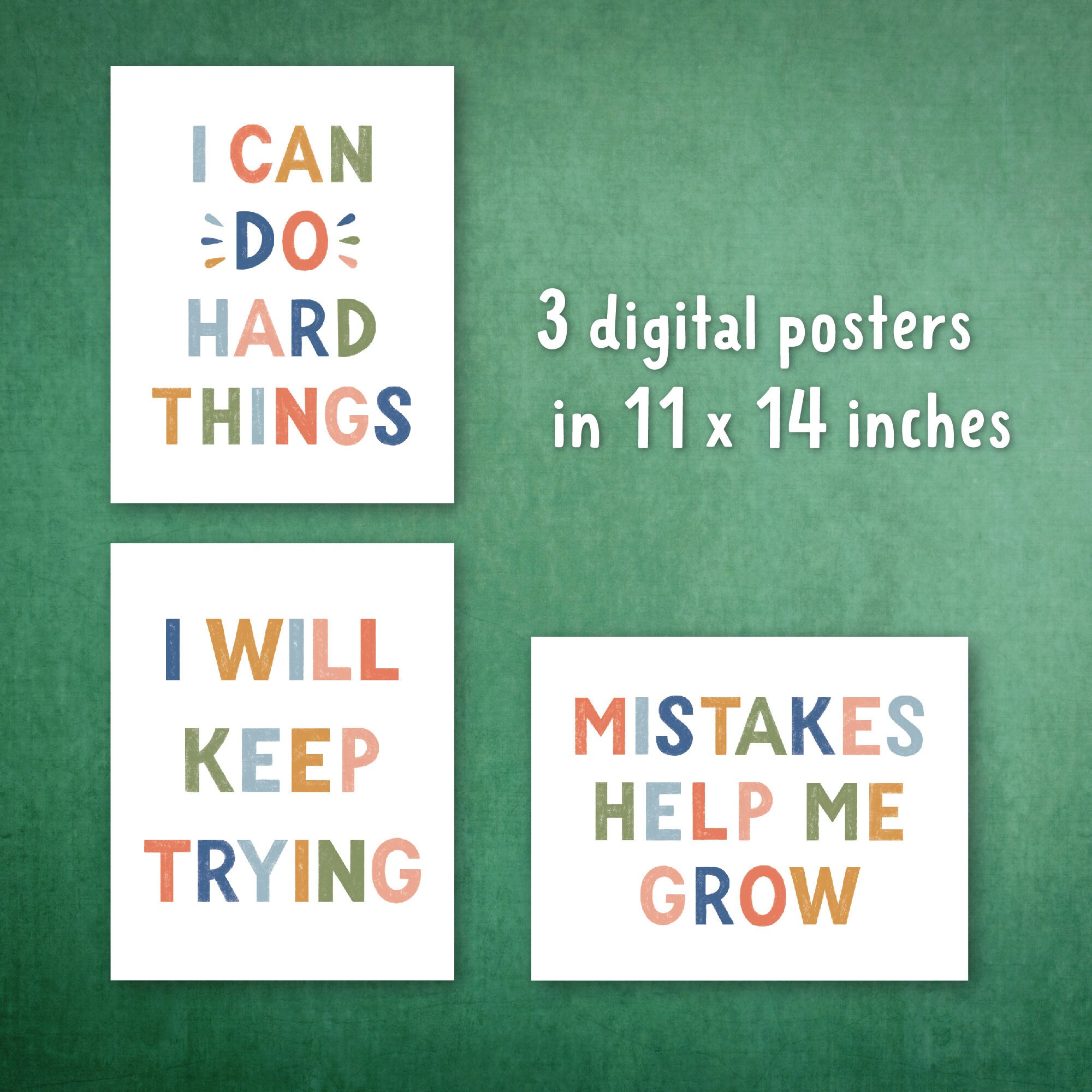 Motivational Wall Decor for Kids, I Can Do Hard Things Sign, Growth ...