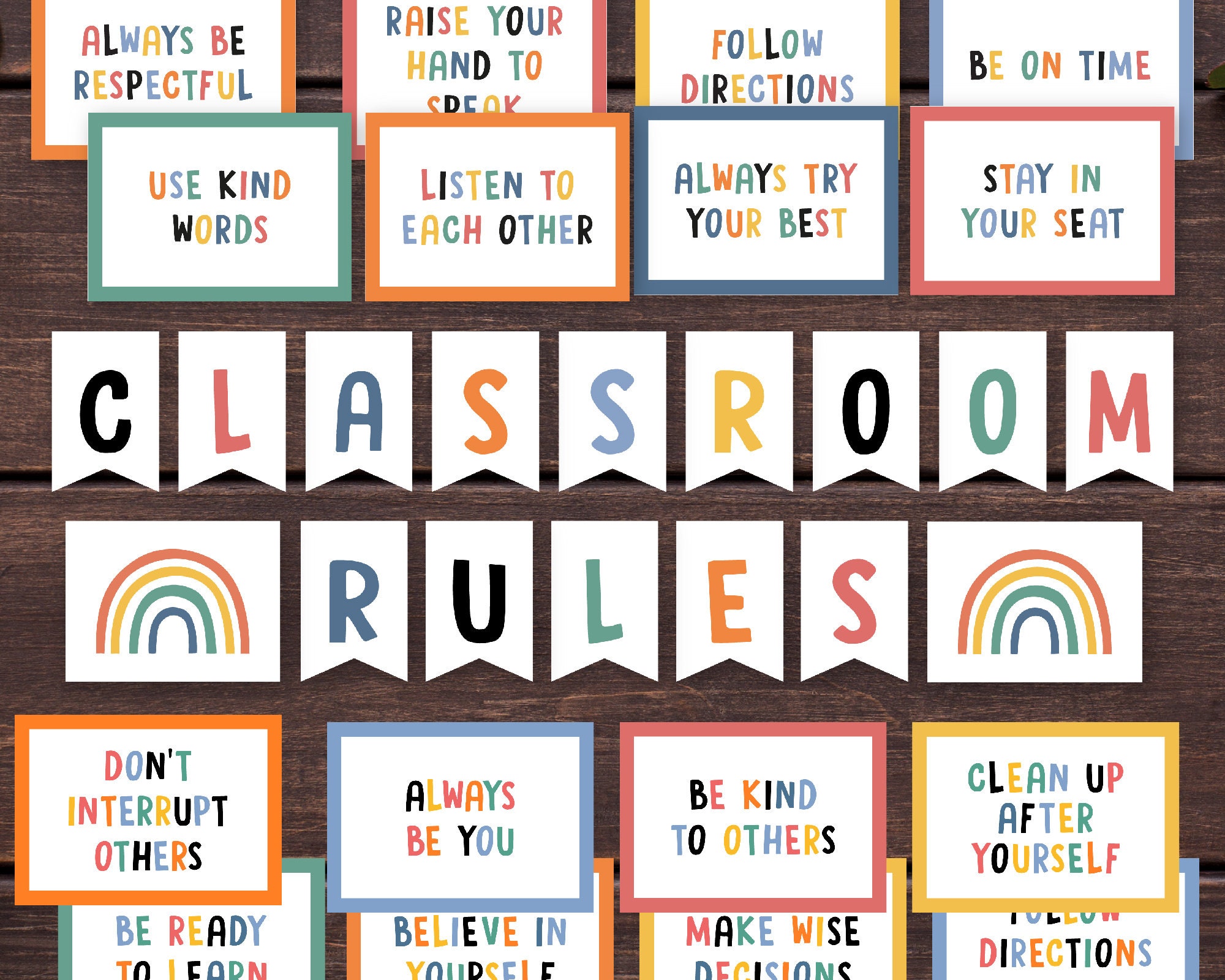 Classroom Rules Printable Bulletin Board Decor Pennants for - Etsy Canada