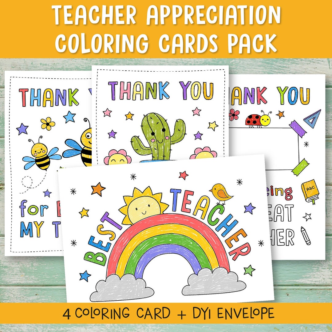Teacher Appreciation Card Pack, Teacher Thank You Card Printable ...