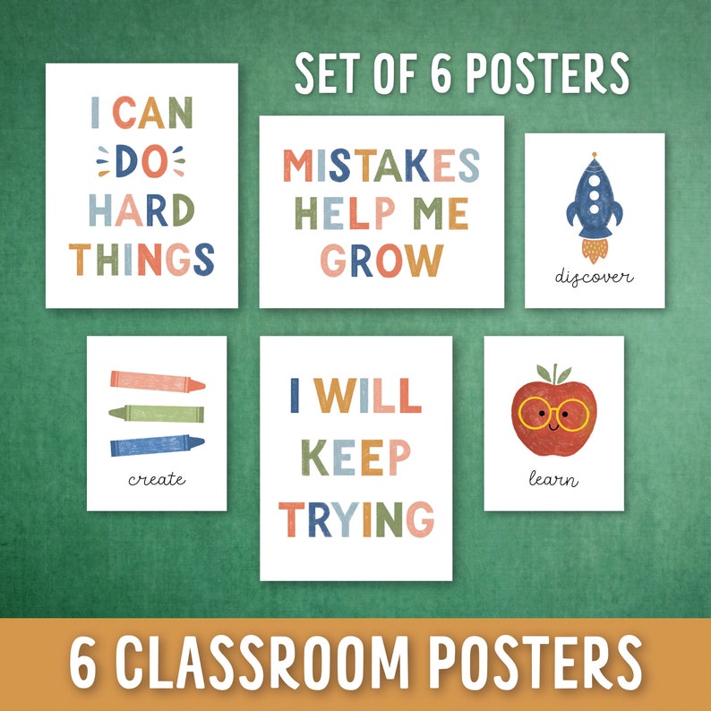 Motivational Wall Decor for Kids, I Can Do Hard Things Sign, Growth ...