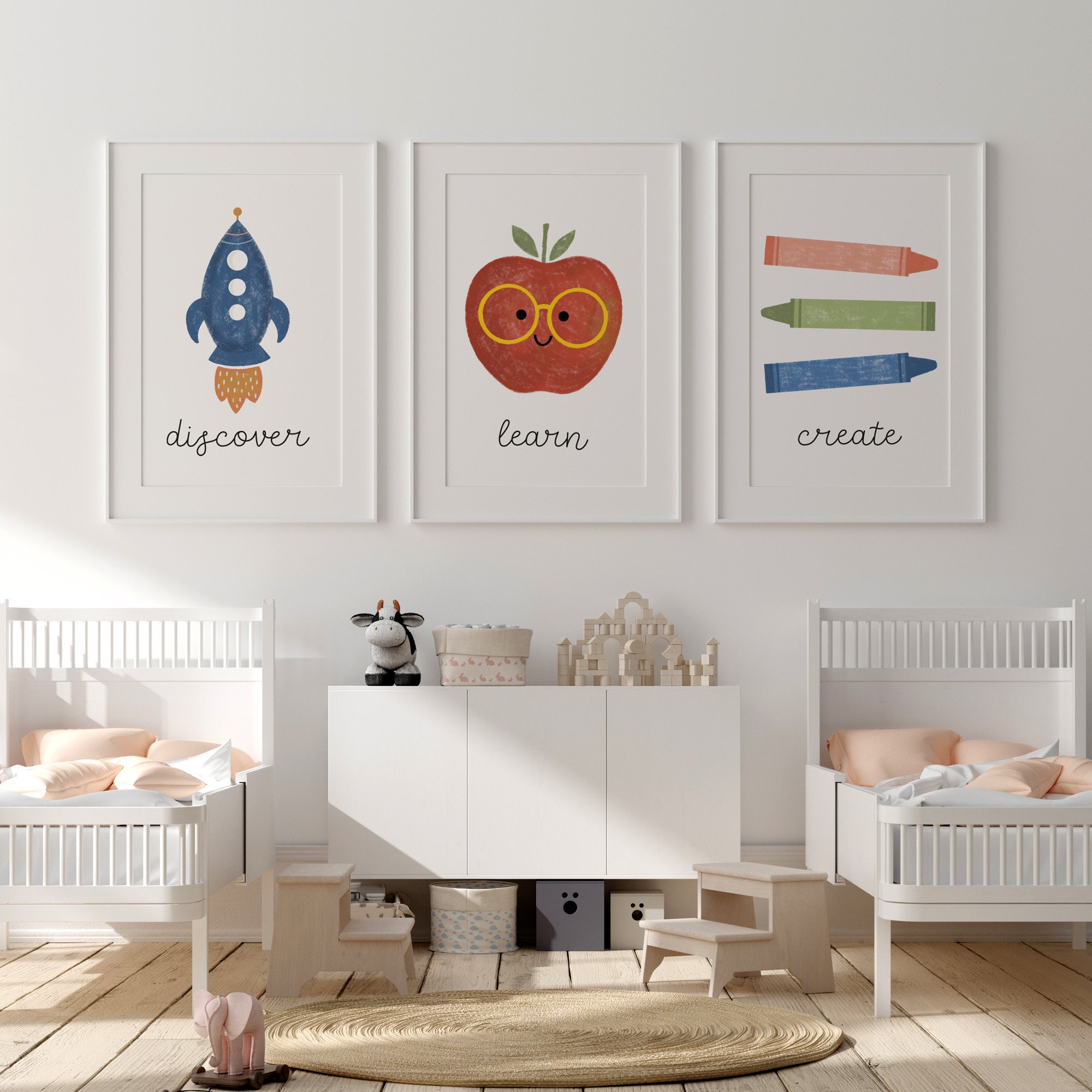 Affiche illustrée pour la salle de classe, création d'art mural, lot de ...