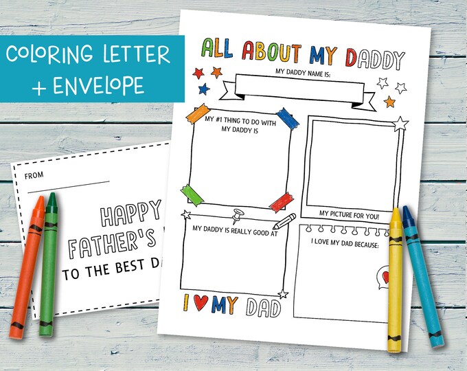Letter to My Dad Coloring Fill in the Blank Sheet for Kids Instant ...