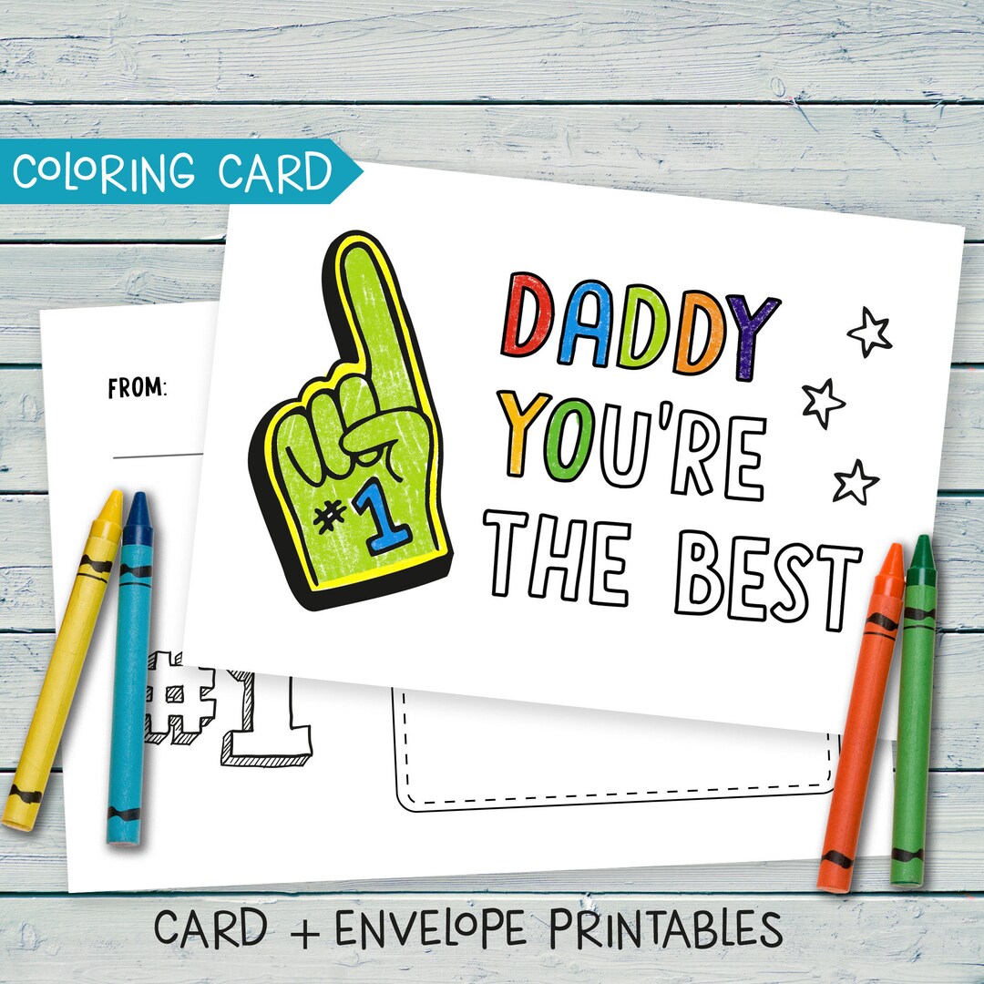 You Are the Best, Fathers Day Coloring Card for Kids, Fathers Day ...