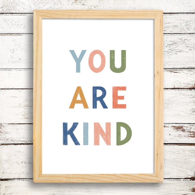 You Are Kind Sign Playroom Wall Decor Growth Mindset - Etsy