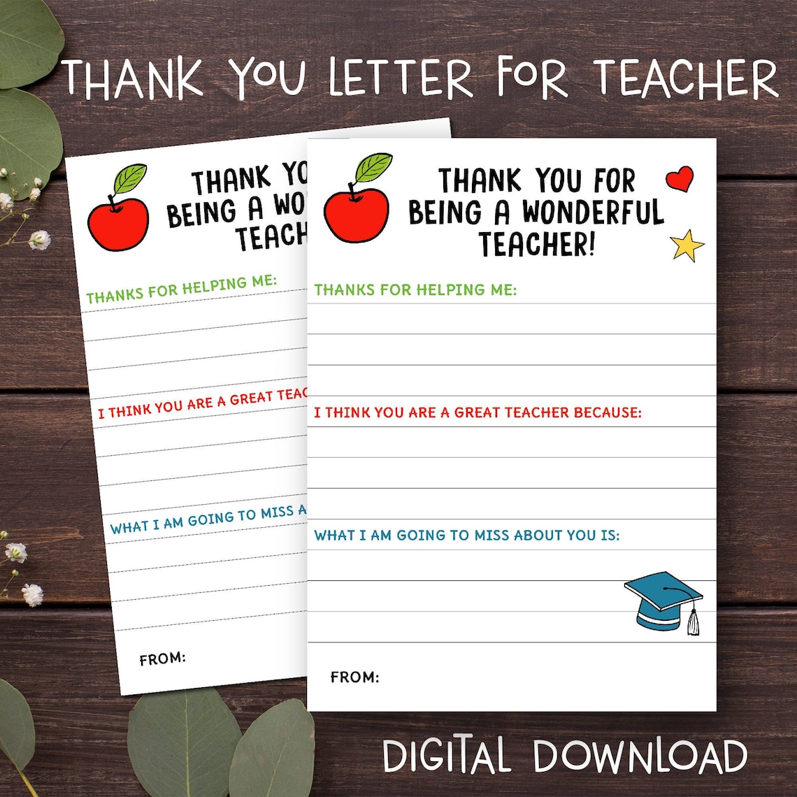 Teacher Appreciation Notes Teacher Printable Gifts Teacher - Etsy