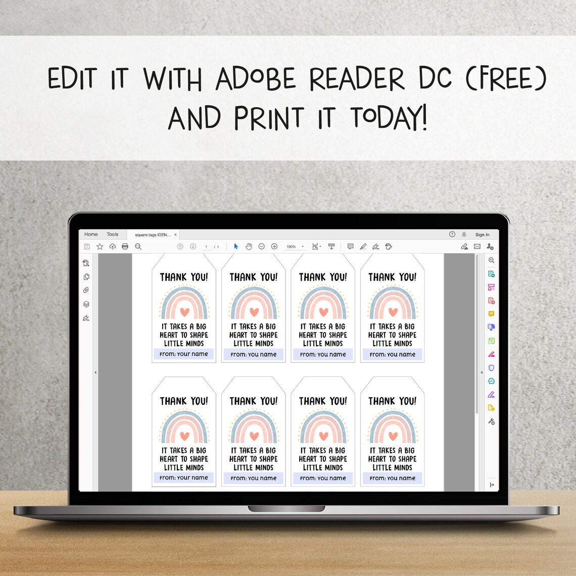 Teacher Appreciation Gift Tag Editable Teacher Gift Tag - Etsy