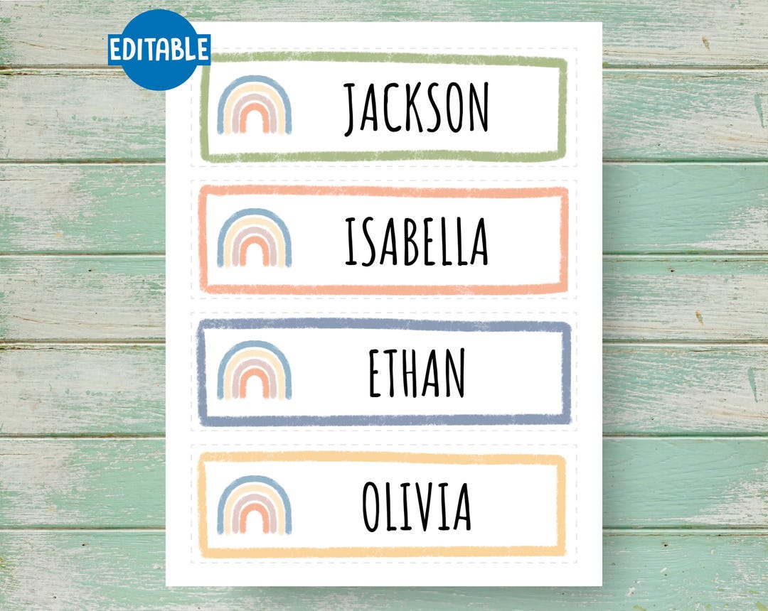 Editable Name Tags, Classroom Name Tag Printable, Boho Name Tags ...
