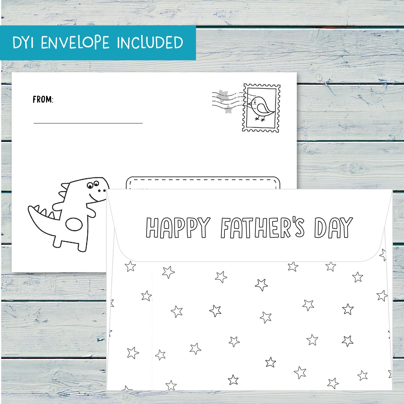 Fathers Day Funny Card, Dinosaur Card, Fathers Day Coloring Card for ...
