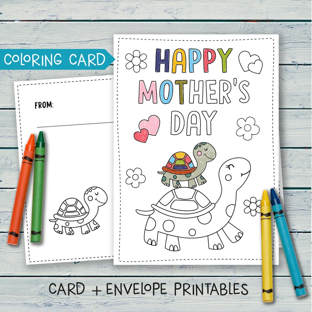 Mothers Day Printable Cards for Kids, Mothers Day Coloring Card, Happy ...