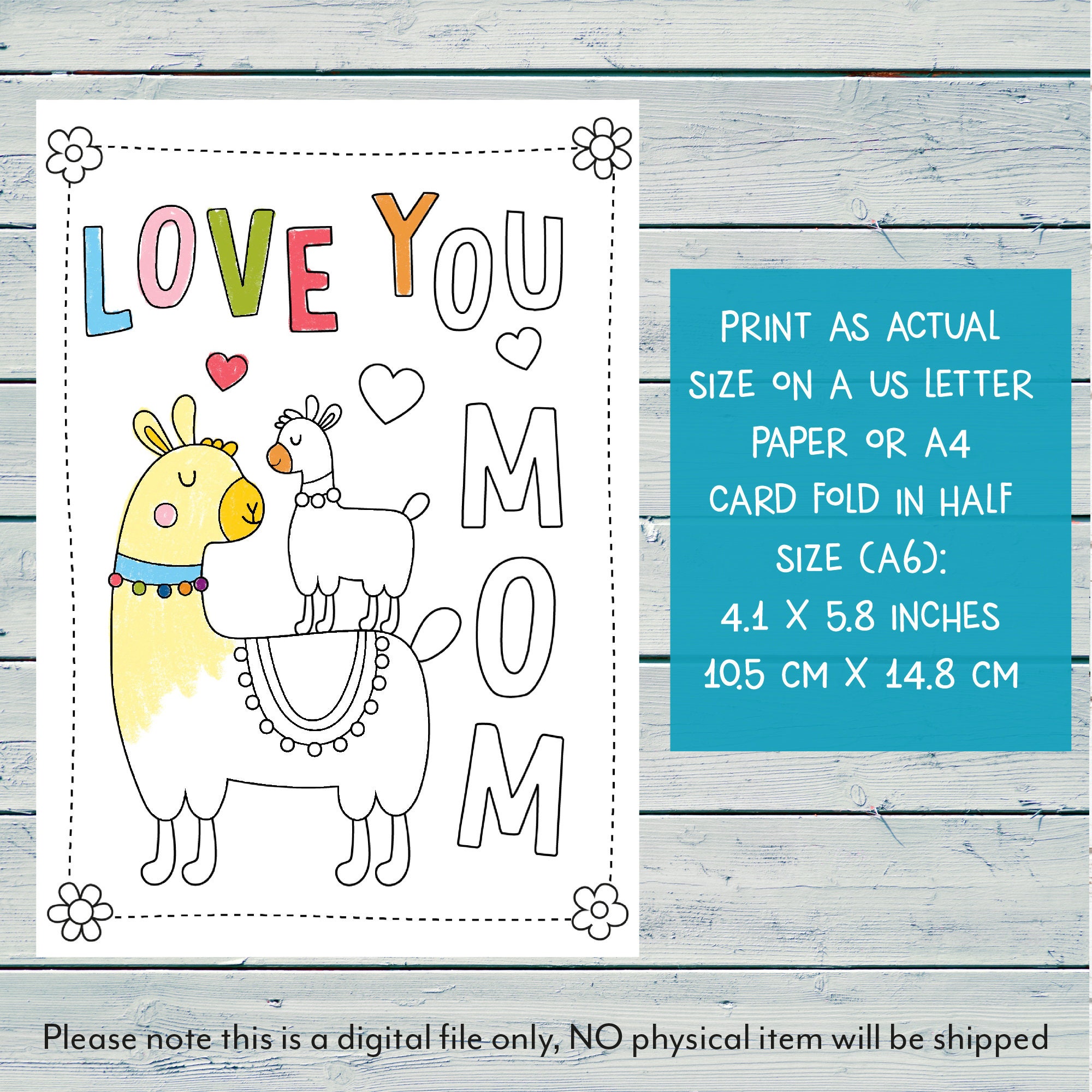 Llama Mothers Day Cards From Kids, Mothers Day Printable Card, Mothers ...