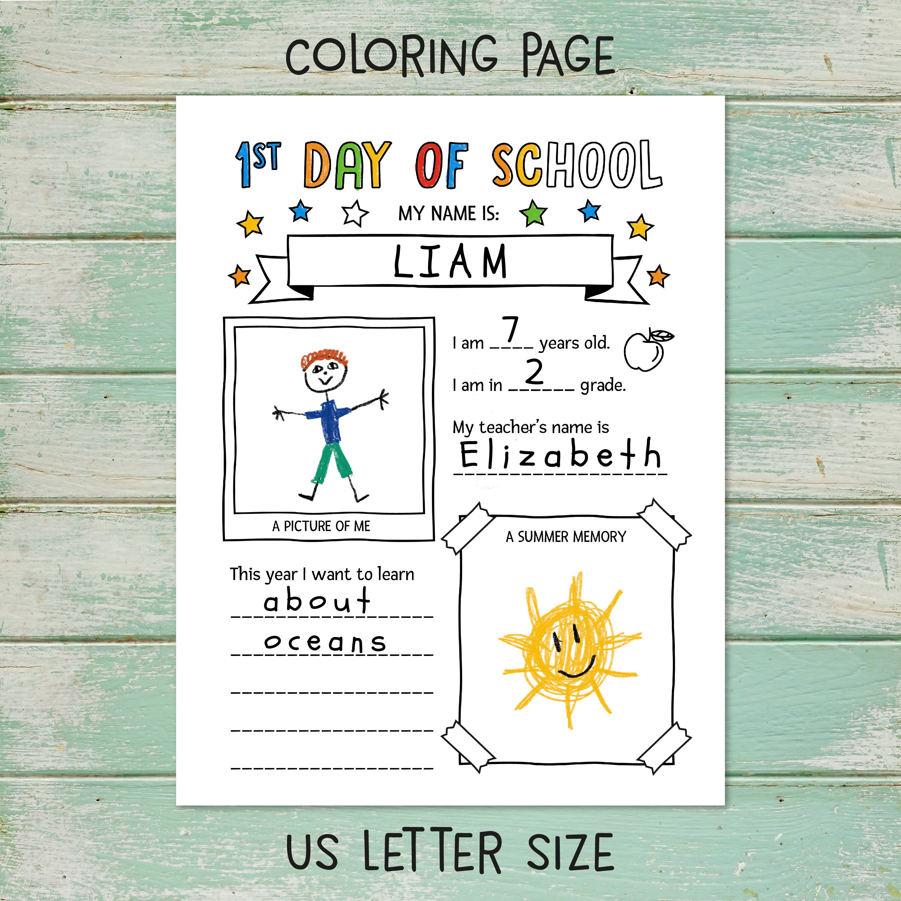 Back to School Printable, All About Me School Memories, First Day of ...