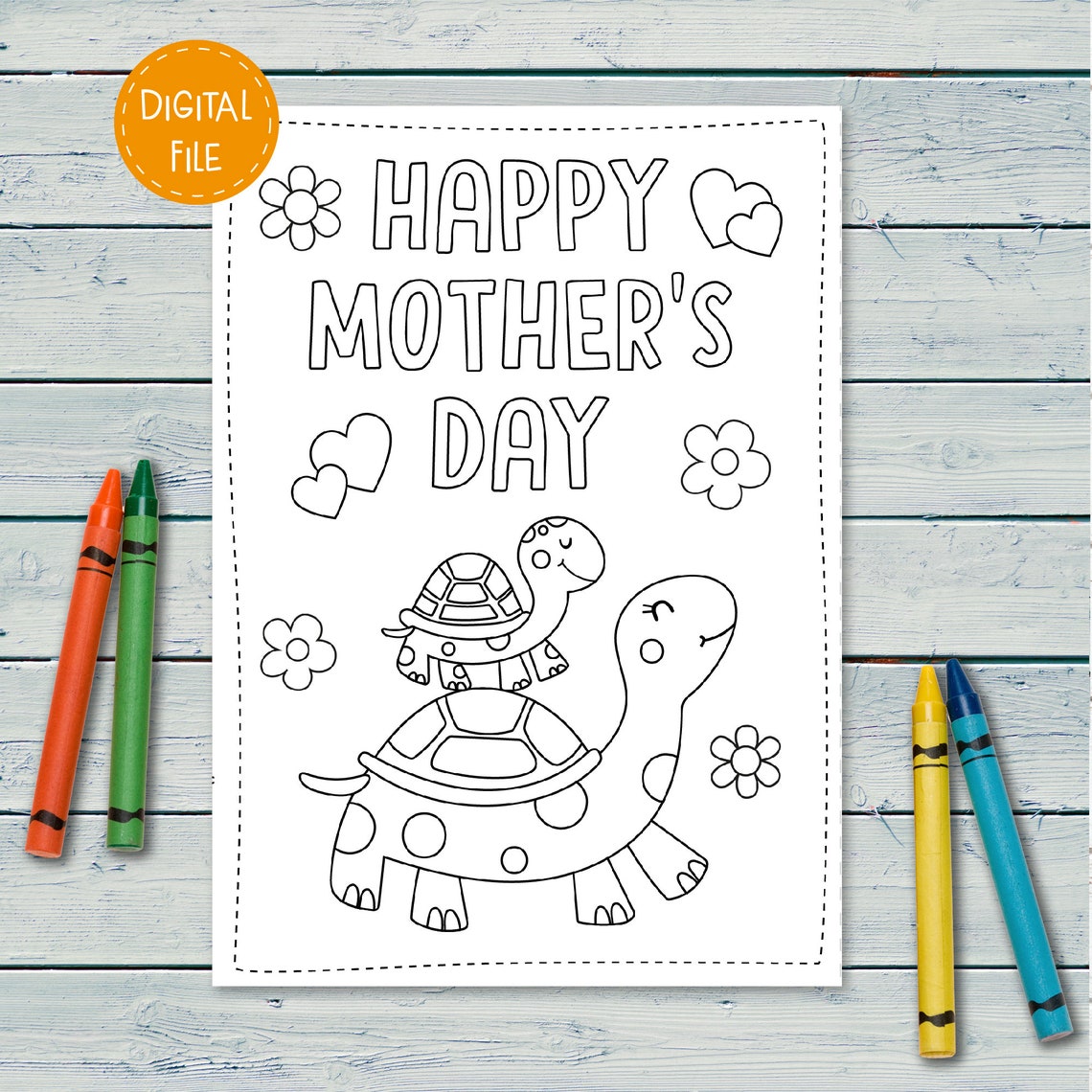 Mothers Day Printable Cards for Kids Mothers Day Coloring - Etsy