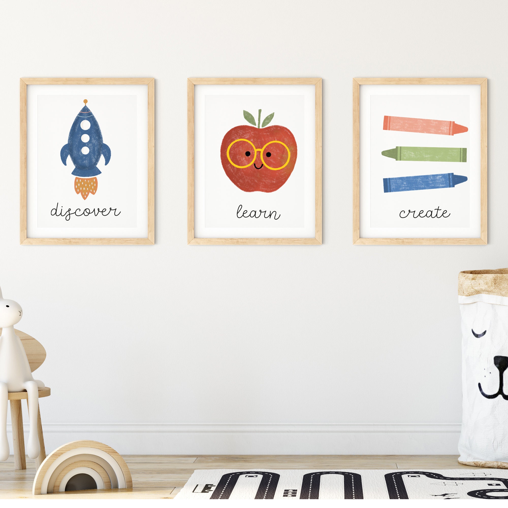 Affiche illustrée pour la salle de classe, création d'art mural, lot de ...