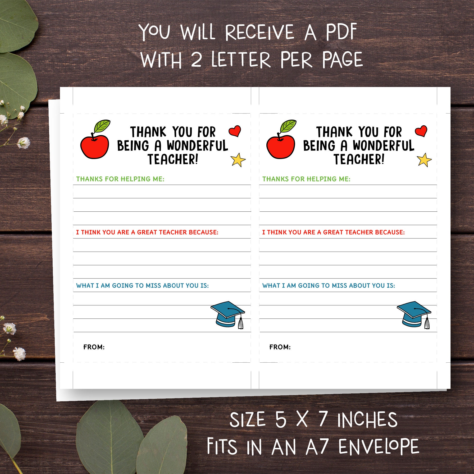 Teacher Appreciation Notes, Teacher Printable Gifts, Teacher Thank You ...