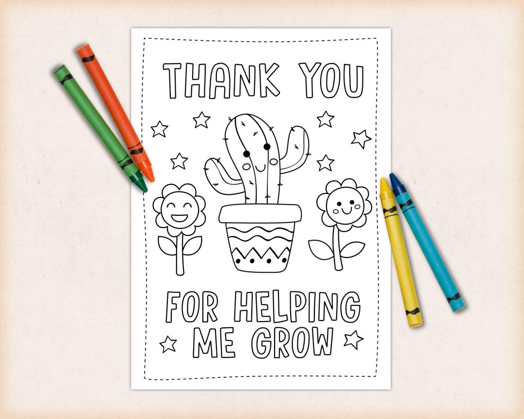Thank You for Helping Me Grow Card, Teacher Thank You Card Printable ...