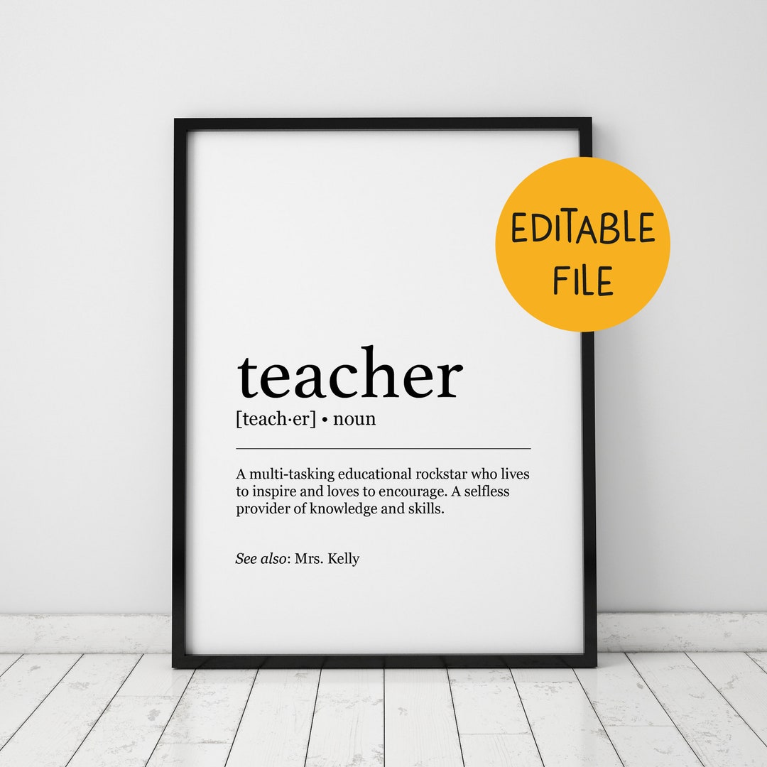 Teacher Definition Wall Art, Teacher Appreciation Gift, Graduation Gift ...